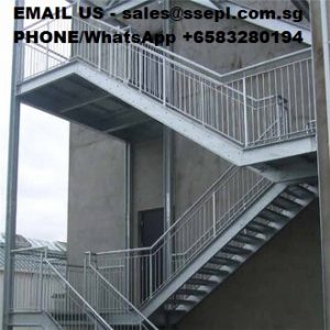 Meat processing emergency exit staircase railing fabricator in ...
